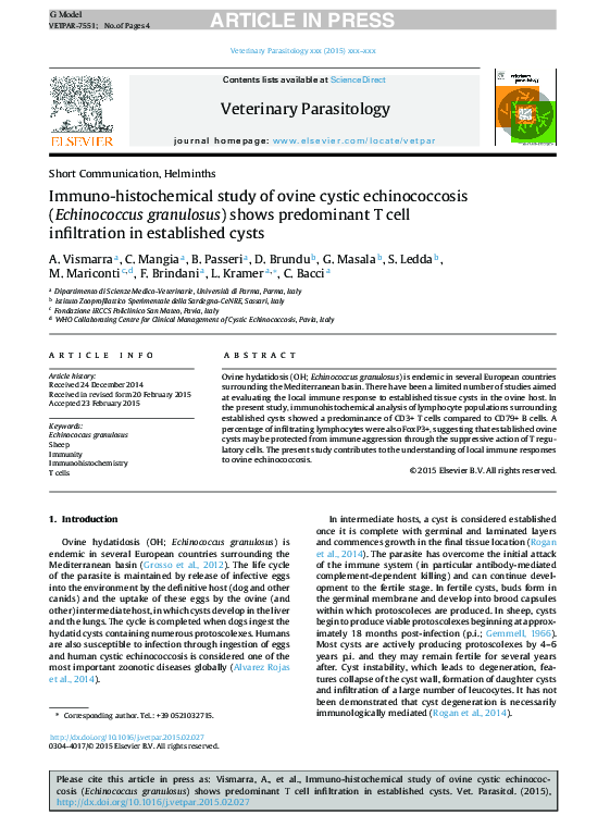 (PDF) Immuno-histochemical study of ovine cystic echinococcosis ...