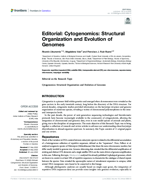 (PDF) Editorial: Cytogenomics: Structural Organization and Evolution of ...