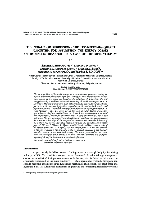 (PDF) The non-linear regression - the Levenberg-Marquardt algorithm for ...