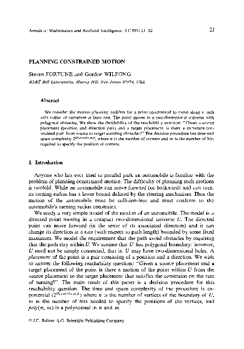 (PDF) Planning constrained motion