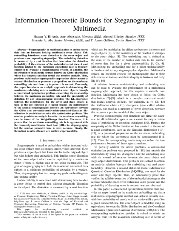 (PDF) Information-Theoretic Limits for Steganography in Multimedia