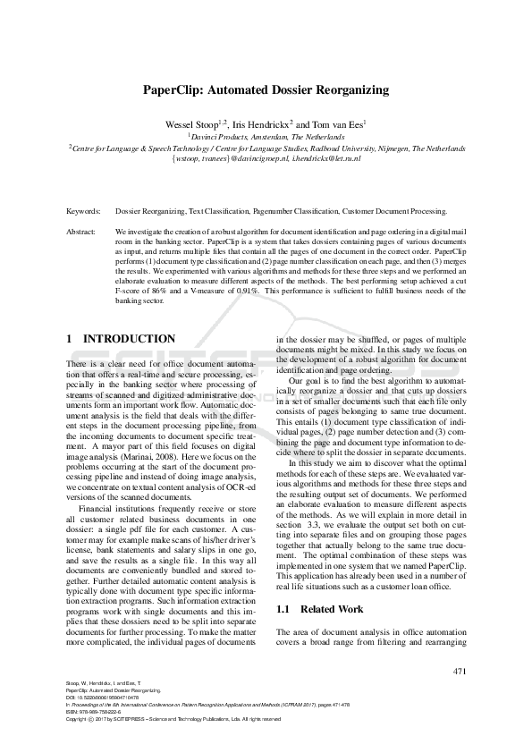 (PDF) PaperClip: Automated Dossier Reorganizing
