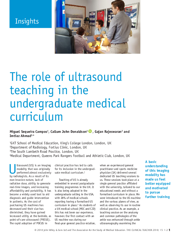 (PDF) The role of ultrasound teaching in the undergraduate medical ...