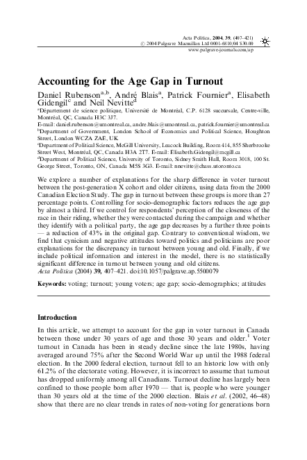 (PDF) Accounting for the Age Gap in Turnout