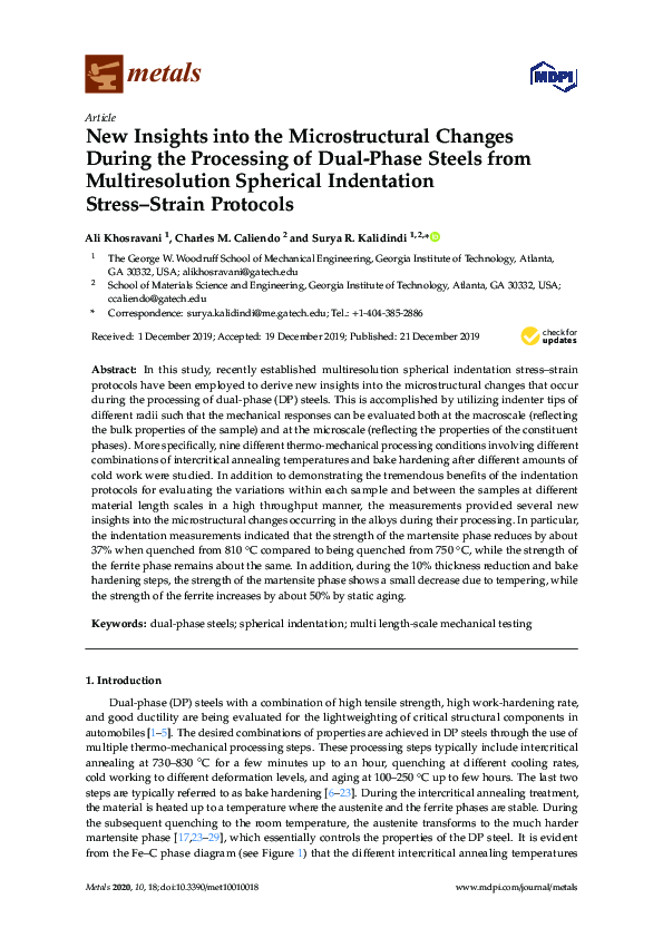 (PDF) New Insights into the Microstructural Changes During the Processing of Dual-Phase Steels ...