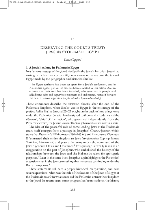 (PDF) Deserving the Court’s Trust: Jews in Ptolemaic Egypt