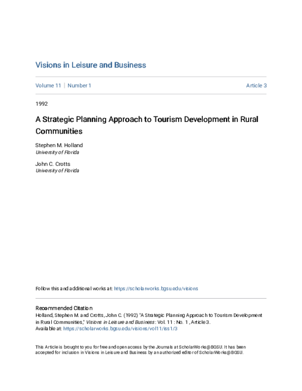 (PDF) A Strategic Planning Approach to Tourism Development in Rural ...