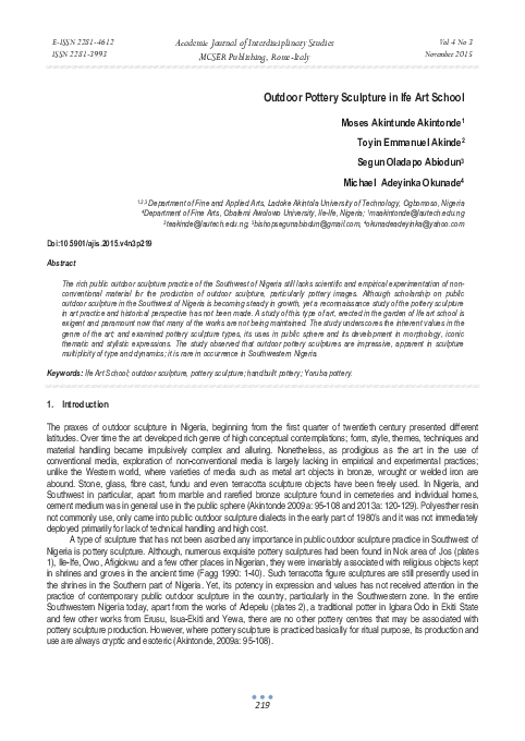 (PDF) Outdoor Pottery Sculpture in Ife Art School