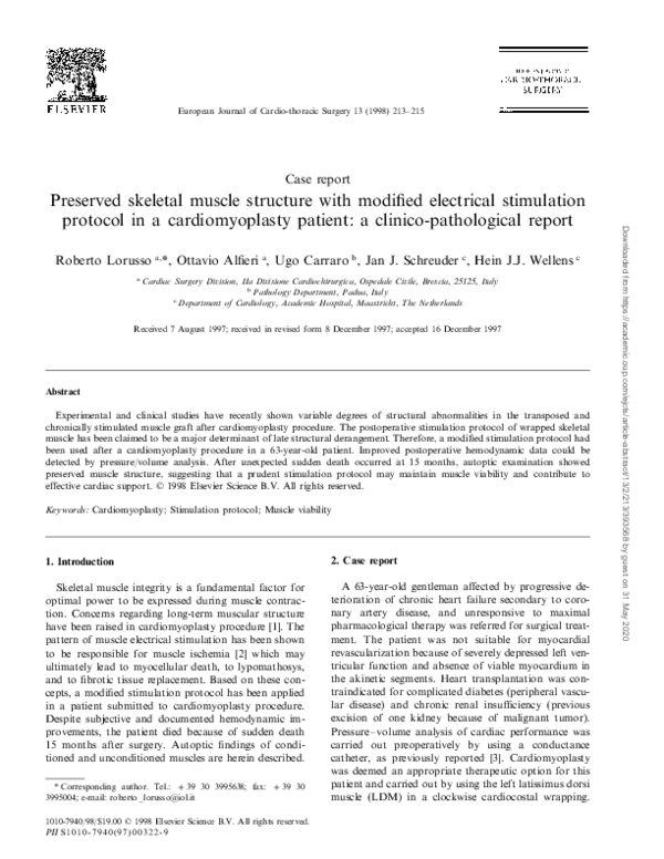 (PDF) Preserved skeletal muscle structure with modified electrical ...