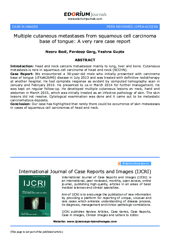 (PDF) Multiple cutaneous metastases from squamous cell carcinoma base ...