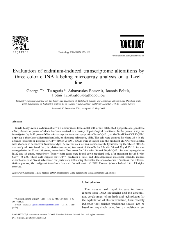 (PDF) Evaluation of cadmium-induced transcriptome alterations by three ...