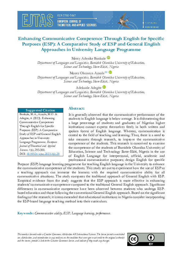 (PDF) Enhancing Communicative Competence Through English for Specific ...