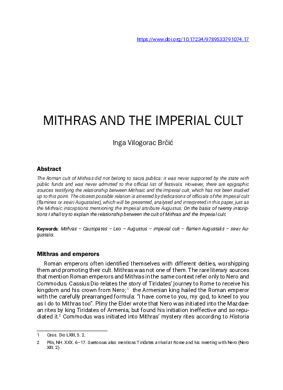 (PDF) Mithras and the Imperial Cult