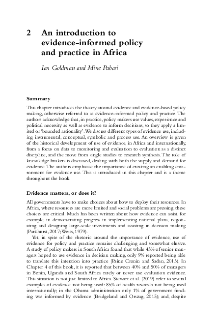 (PDF) An introduction to evidence-informed policy and practice in Africa