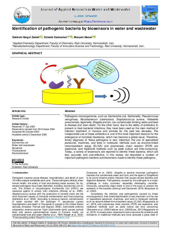 (PDF) Identification of pathogenic bacteria by biosensors in water and ...