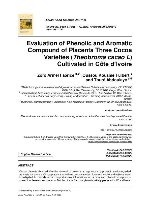 (PDF) Evaluation of Phenolic and Aromatic Compound of Placenta Three ...