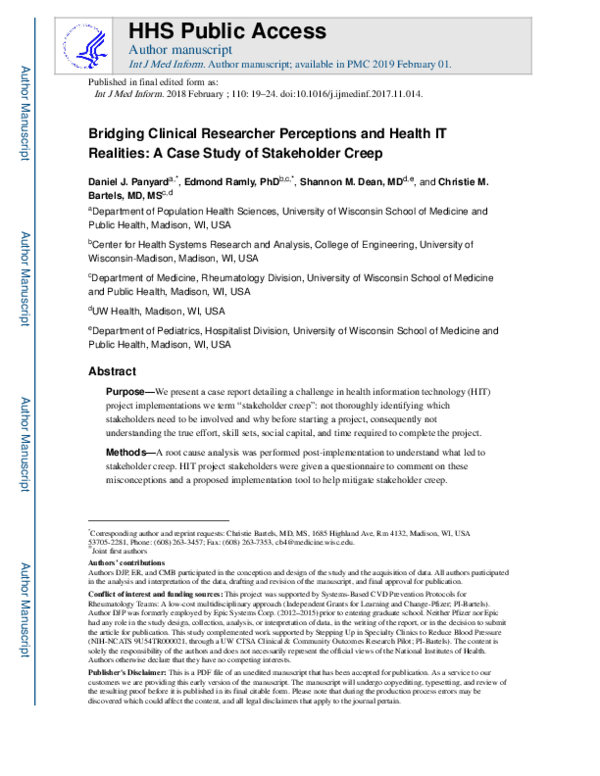 (PDF) Bridging clinical researcher perceptions and health IT realities ...