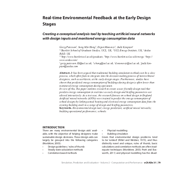 (PDF) Real-time Environmental Feedback at the Early Design Stages