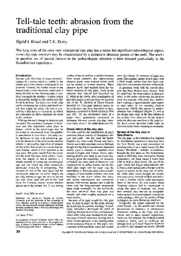 Tell-tale teeth: abrasion from the traditional clay pipe