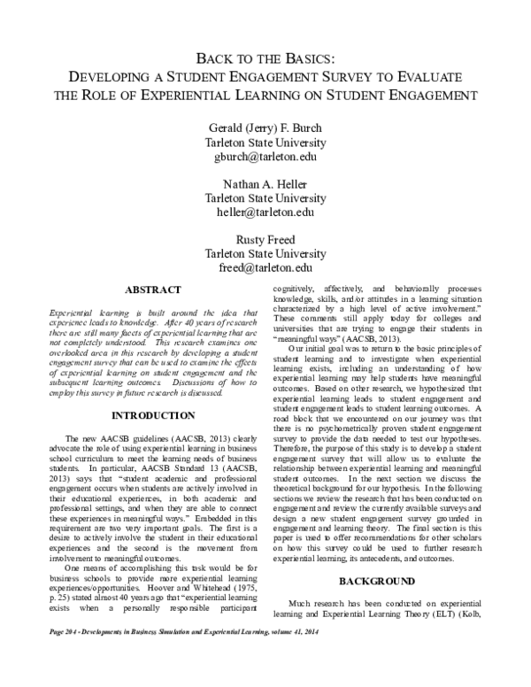 (PDF) Back to the basics: Developing a student engagement survey to ...