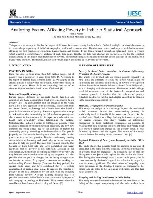 (PDF) Analyzing Factors Affecting Poverty in India: A Statistical Approach