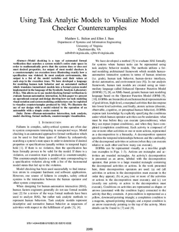 (PDF) Using task analytic models to visualize model checker counterexamples