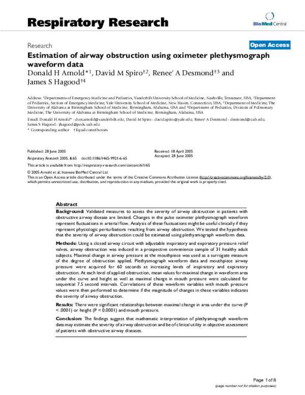 (PDF) Estimation of airway obstruction using oximeter plethysmograph ...