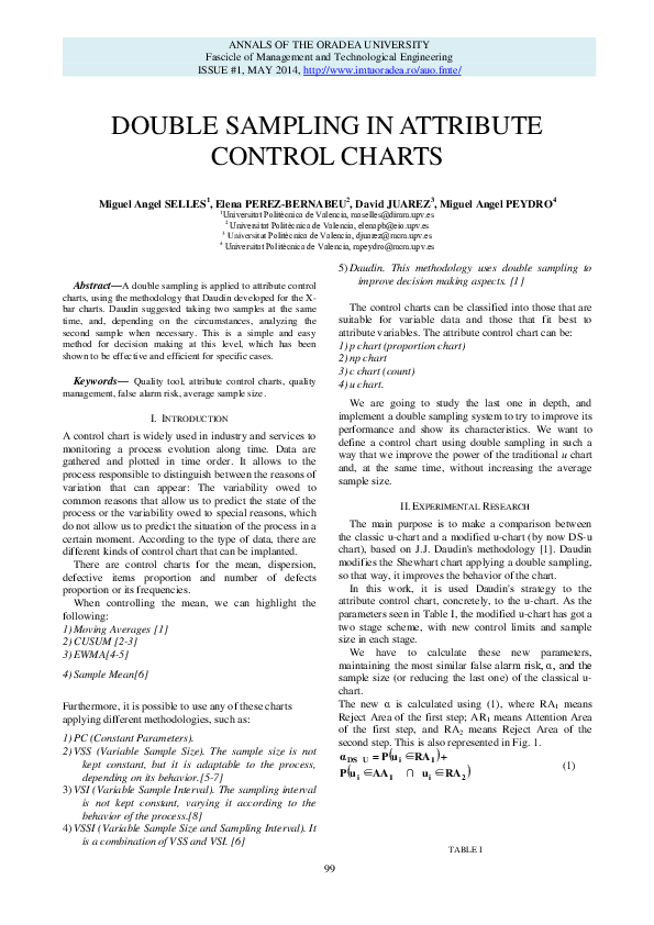 (PDF) Double Sampling in Attribute Control Charts (PDF) Double Sampling in Attribute Control Charts