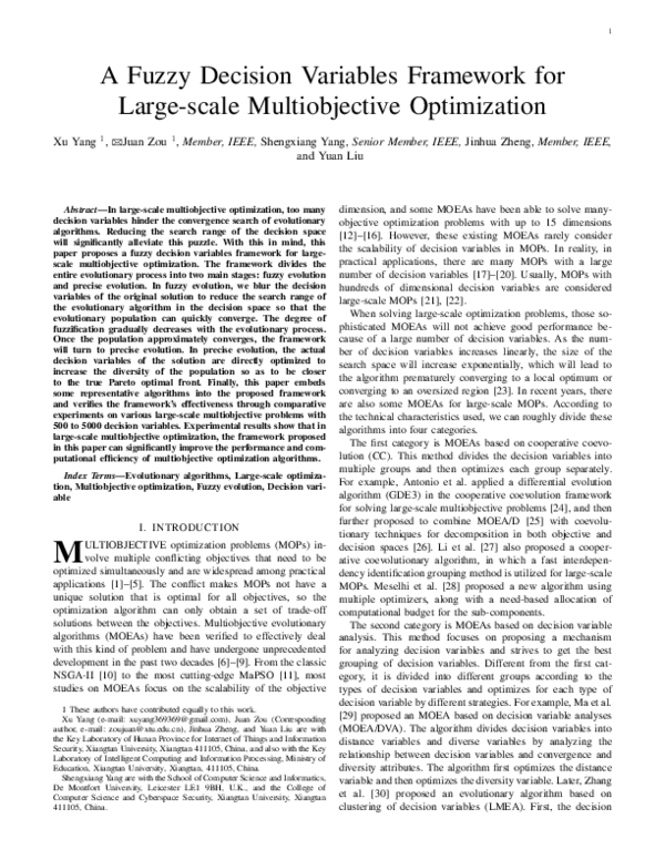 (PDF) A Fuzzy Decision Variables Framework for Large-Scale Multiobjective Optimization