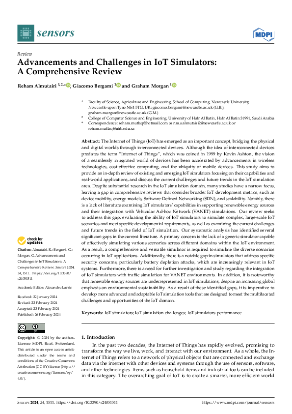 (PDF) Advancements and Challenges in IoT Simulators: A Comprehensive Review