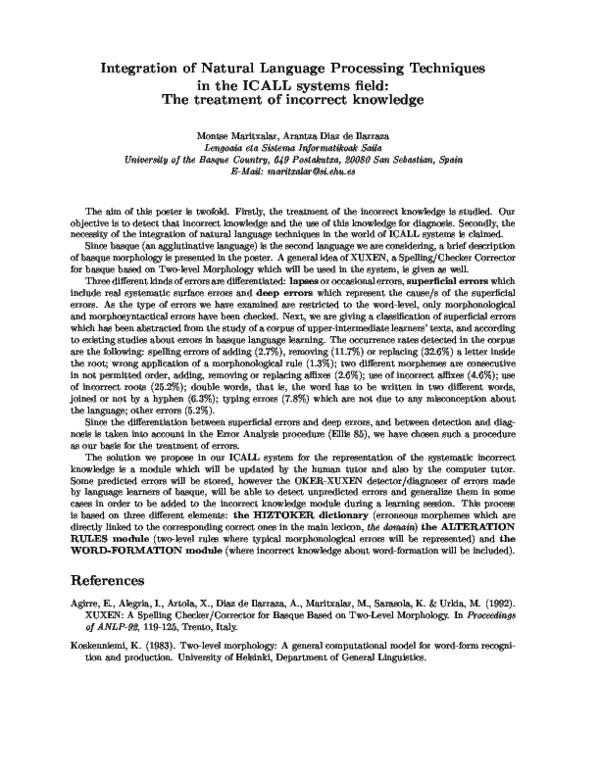(PDF) Integration of Natural Language Processing Techniques