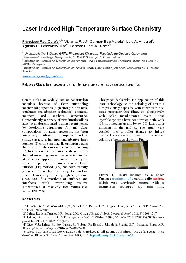(PDF) Laser induced high temperature surface chemistry