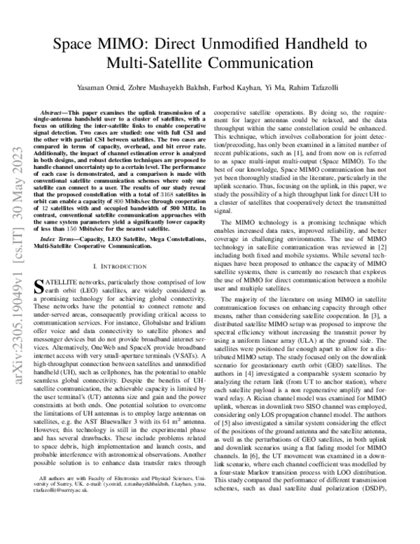 (PDF) Space MIMO: Direct Unmodified Handheld to Multi-Satellite ...
