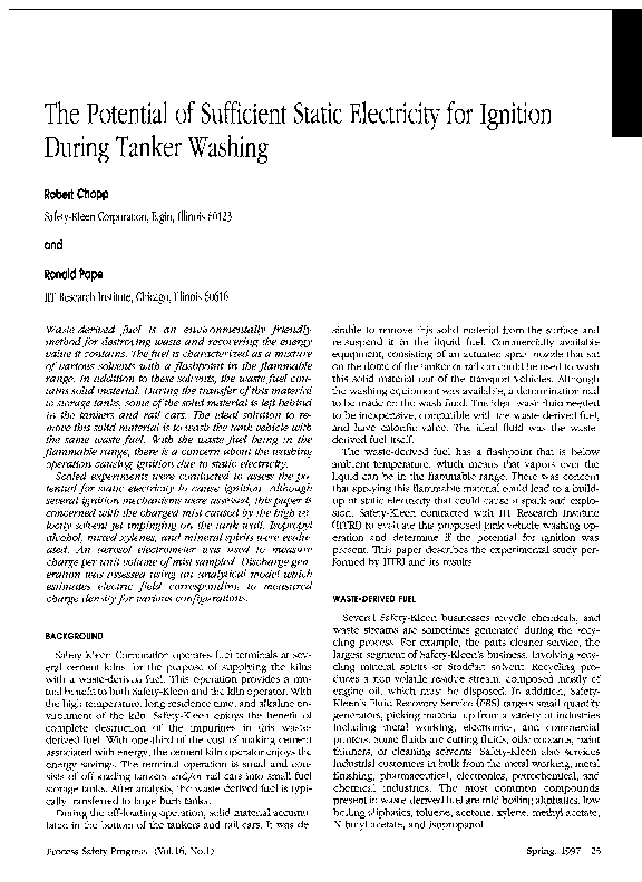 (PDF) The potential of sufficient static electricity for ignition ...