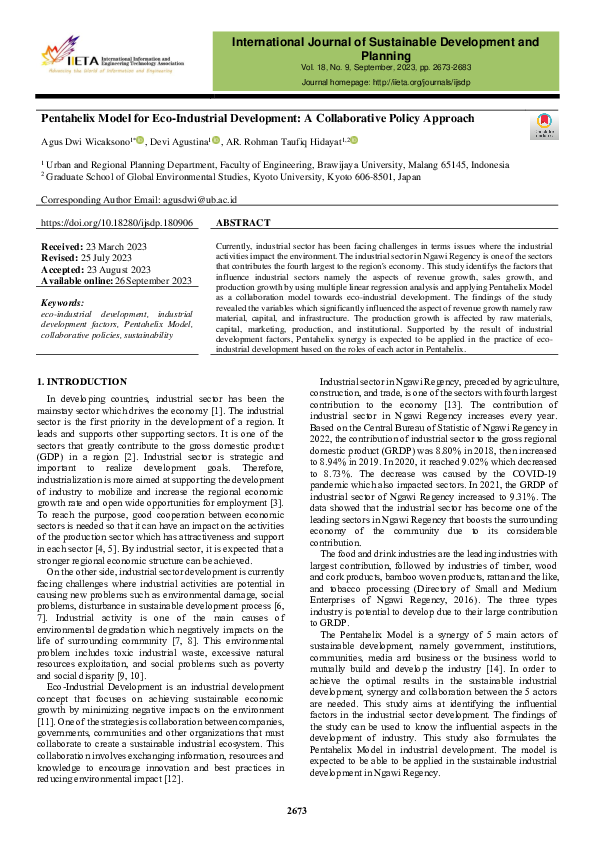 (PDF) Pentahelix Model for Eco-Industrial Development: A Collaborative Policy Approach