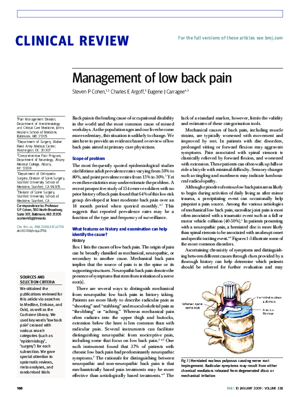(PDF) Management of low back pain