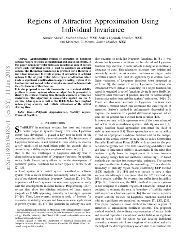 (PDF) Regions of Attraction Approximation Using Individual Invariance