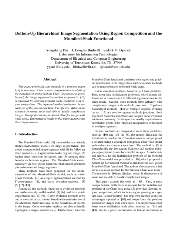 (PDF) Bottom-Up Hierarchical Image Segmentation Using Region Competition and the Mumford-Shah ...