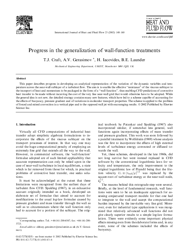 (PDF) Progress in the generalization of wall-function treatments