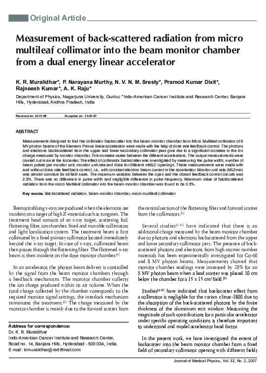 (PDF) Measurement of back-scattered radiation from micro multileaf ...