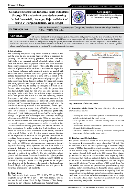(PDF) Suitable site selection for small scale industries through GIS ...