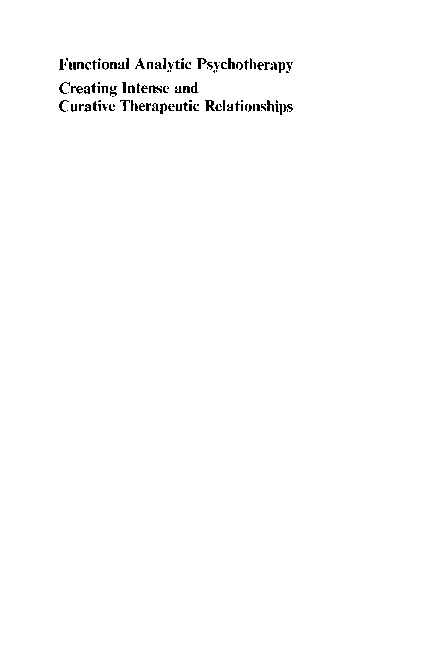 (PDF) Functional Analytic Psychotherapy