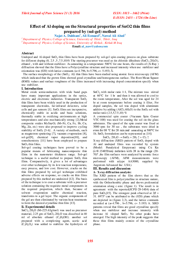 (PDF) Effect of Al doping on the Structural properties of SnO2 thin ...