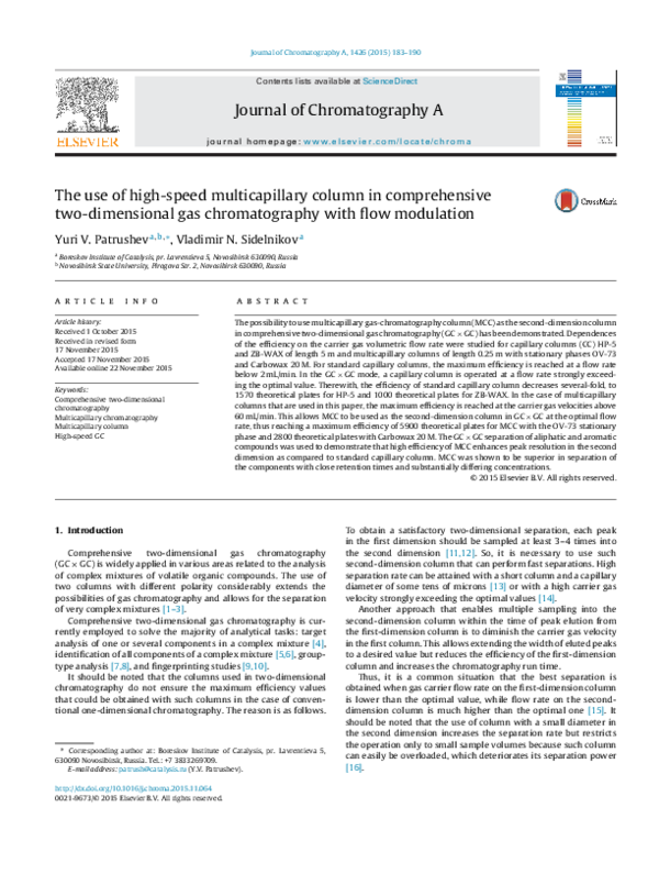 (PDF) The use of high-speed multicapillary column in comprehensive two-dimensional gas ...