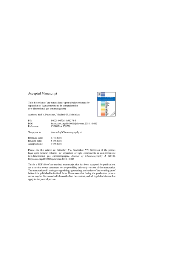 (PDF) Selection of the porous layer open tubular columns for separation of light components in ...