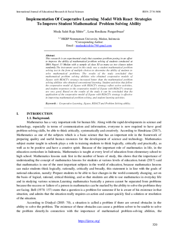 (PDF) Implementation Of Cooperative Learning Model With React Strategies To Improve Student ...