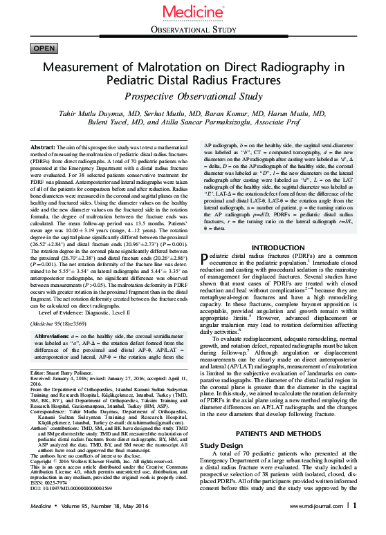 (PDF) Measurement of Malrotation on Direct Radiography in Pediatric ...
