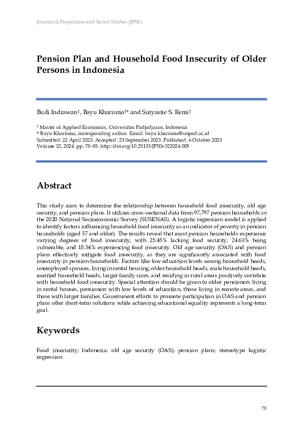 (PDF) Pension Plan and Household Food Insecurity of Older Persons in ...