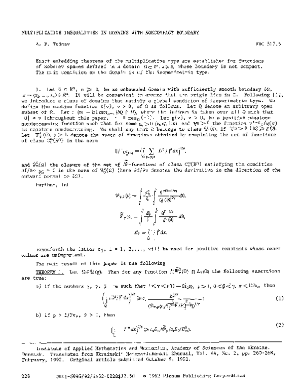 (PDF) Multiplicative inequalities in domains with noncompact boundary