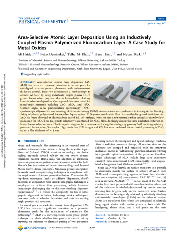 (PDF) Area-Selective Atomic Layer Deposition Using an Inductively ...